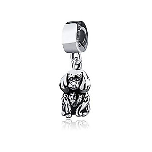 BOLENVI Poodle Miniature Toy Dog 925 Sterling Silver Dangle Pendant X Charm Bead For Pandora & Similar Charm Bracelets or Necklaces