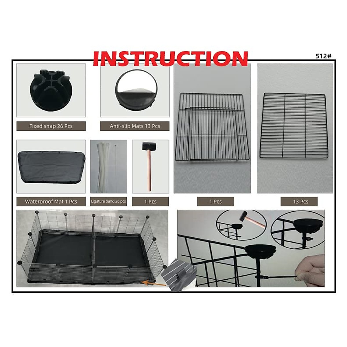 48" Extra Large Dwarf Rabbit Habitat Guinea Pig Play Yard Hamster Critters Turtle Enclosure Center Divider Room Door Mouse Mice Bunny with Bottom Canvas