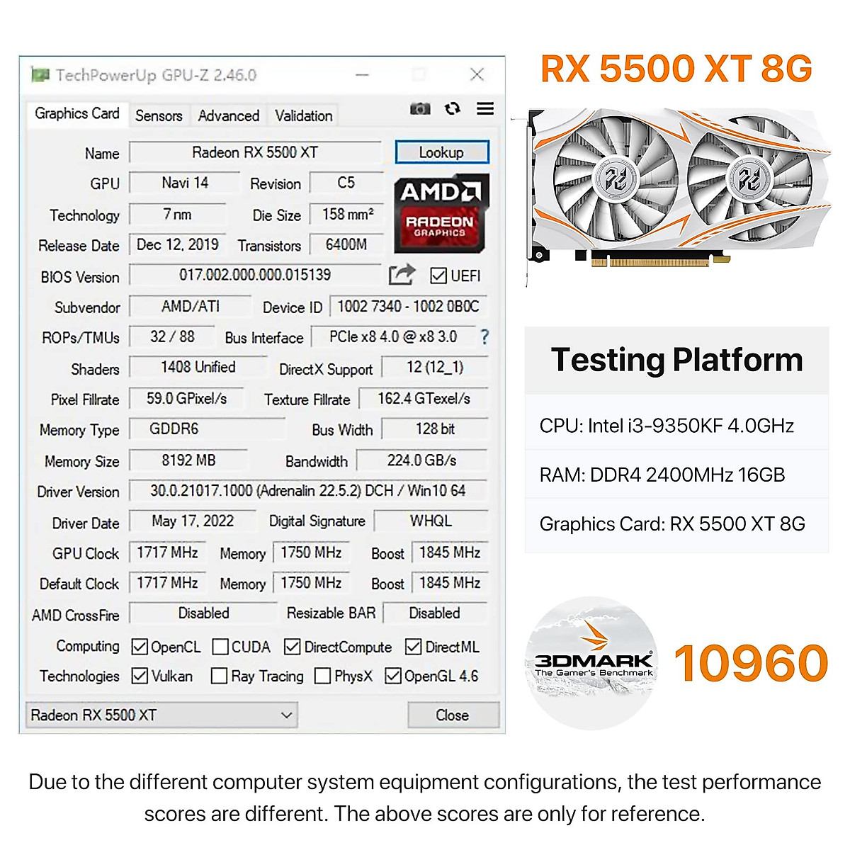 PELADN AMD Radeon RX 5500XT 8G GDDR6 Dual-Fan Edition HDMI DisplayPort Gaming Graphics Card