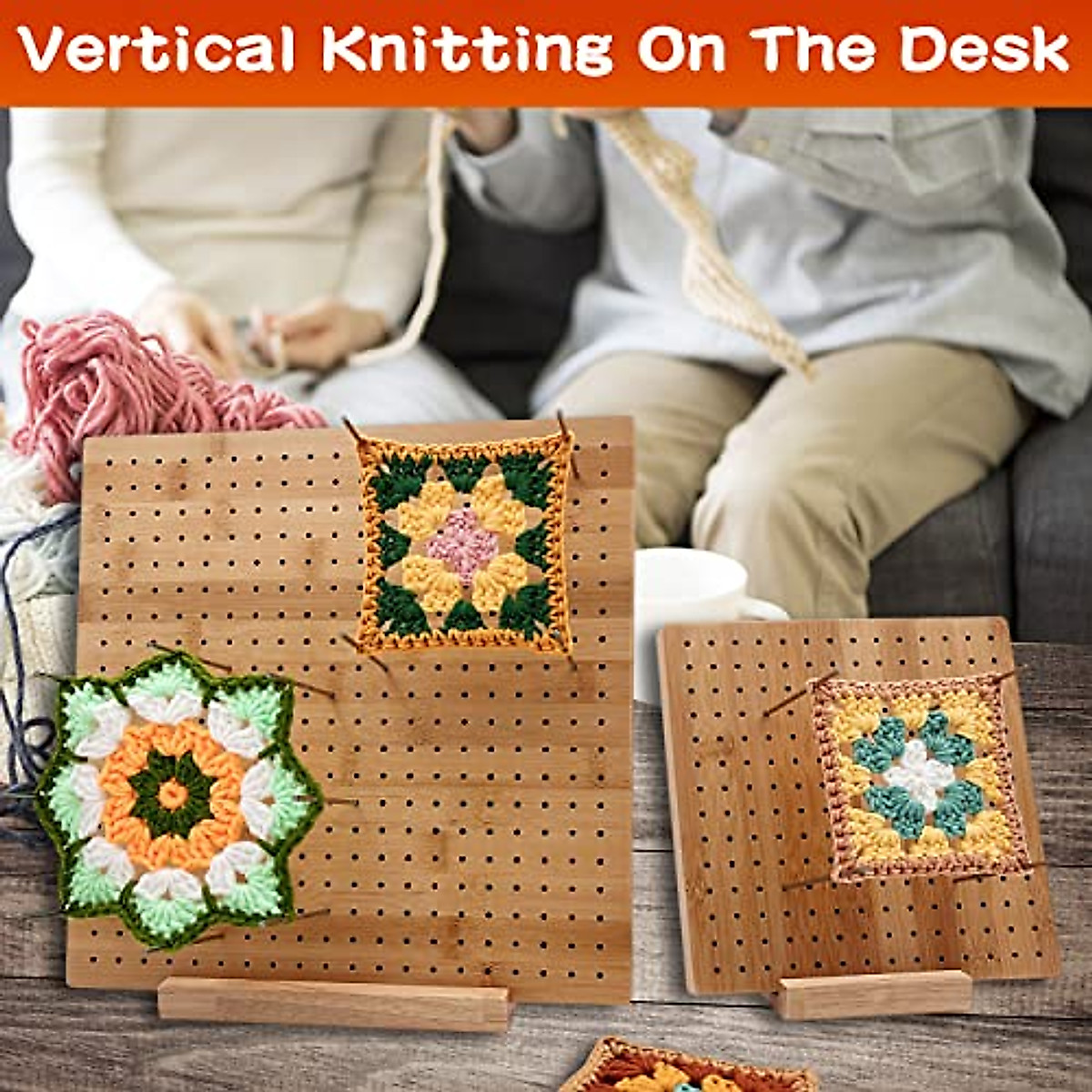 7.8 Inches Bamboo Wooden Board for Knitting Crochet and Granny Squares Blocking Board for Knitting and Crochet Projects Handcrafted Knitting Stainless Steel Pins