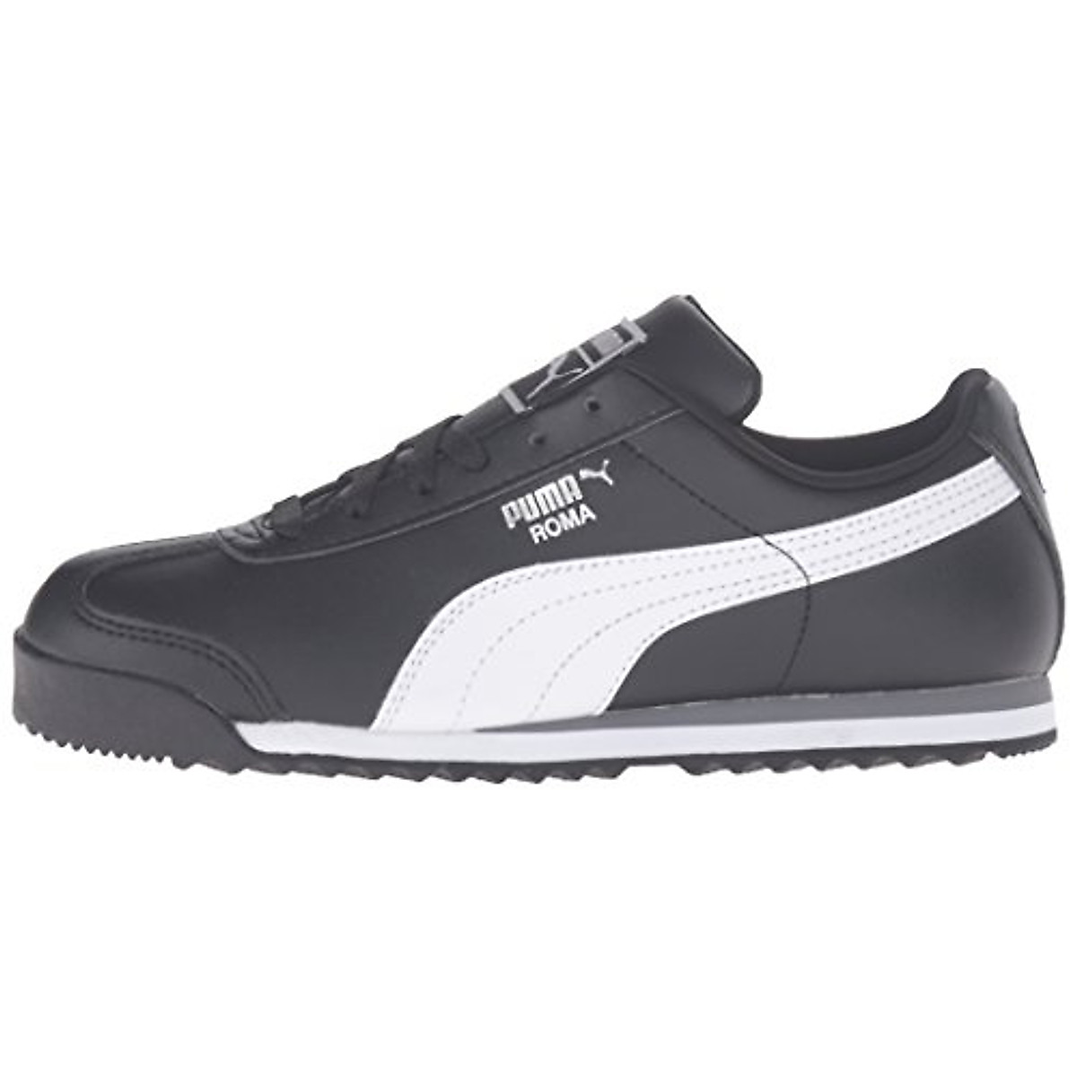 PUMA boys Roma Basic JR Sneaker, Black/White/Puma Silver, 7 M US Big Kid