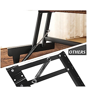 Rustic Oak Lift Top Coffee Table with Hidden Compartment - Mid-Century Modern Design, Adjustable Height Table