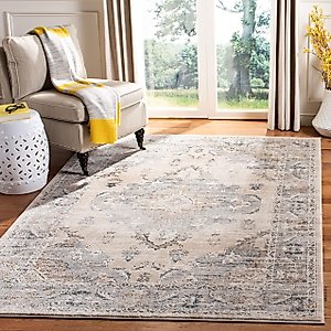 SAFAVIEH Oregon Collection Area Rug - 9' x 12', Beige & Grey, Oriental Distressed Design, Non-Shedding & Easy Care, Ideal for High Traffic Areas in Living Room, Bedroom (ORE898B)