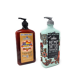 Bundle Of Malibu Moisturizer 40% More Free: Malibu Hemp Tattoo Enhancing Body Moisturizer 25 FL OZ & Malibu Hemp Golden Glow 25.4 FL OZ