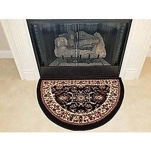 Great American Distributors Hearth Slice Fireplace Rug - Log Cabin Decor, Kitchen Carpet, Accent Rug, Fire Resistant Mat, Traditional Designs, 2'2" x 3'3" (Cream/Black)