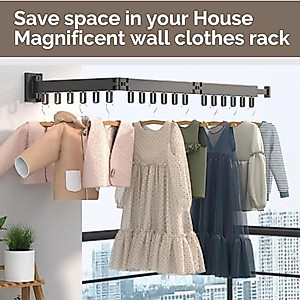 Wall Mounted Clothes Drying Rack,Laundry Rack Wall Mounted,Laundry Room Clothes Hanger,Wall Mount Clothes Drying Rack,Folding Wall Mount Clothes Hanger,Retractable Clothes Drying Rack, Drying Rack