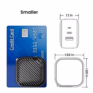 INVZI GaN USB C Charger 38W, Dual Port PPS Fast Charger with PD 20W USB-C and QC 18W USB-A Wall Charger with Foldable Plug for iPad Pro/Mini, iPhone 14 13 12 11 Pro Max, Pixel, Apple iWatch, AirPods