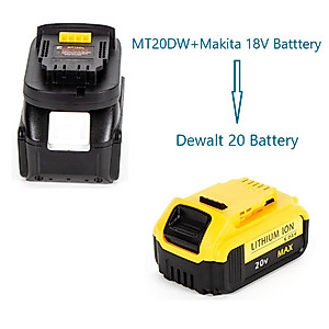 ZDTZAN MT20DL Battery Adapter for Makita 18V Li-ion Battery use on Dewalt 20V Battery Tool, Convert for Dewalt 18V 20V DCB200 Li-ion Battery Cordless Power Tools