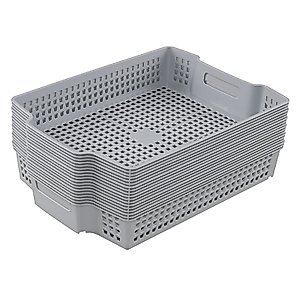 Ramddy 6 Pack Stacking A4 Paper Storage Basket Tray, Grey
