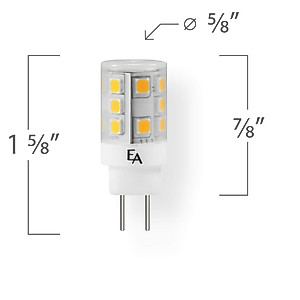Emery Allen EA-G8-2.5W-001-279F-D Dimmable Miniature Bi-Pin Base LED Light Bulb, 120V-2.5Watt (20W Equivalent) 250 Lumens, 2700K, 1 Pcs