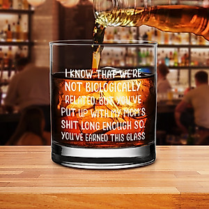 NeeNoNex I Know That We're not Biologically Related Step Dad Whiskey Glass - Funny Birthday Christmas Fathers Day Gift for Step Dad, Step-Father, Bonus Dad