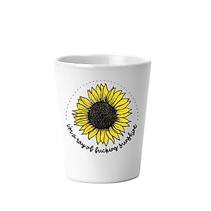 I'm A Ray Of Fucking Sunshine Sunflower Funny 1.5 oz White Ceramic Novelty Shot Glass