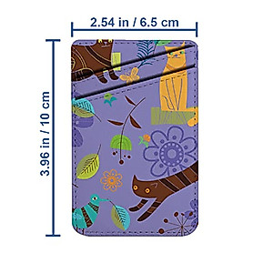 Diascia Pack of 2 - Cellphone Stick on Leather Cardholder ( Cats Birdie Flowers Butterflies Pattern Pattern ) ID Credit Card Pouch Wallet Pocket Sleeve