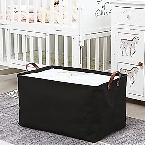 Hinwo 70L Extra Large Storage Bins, Closet Organizers and Storage, Foldable Clothes Storage Baskets with Handles, Containers for Clothing, Blanket, Comforters, Toys, Bedding (Black)