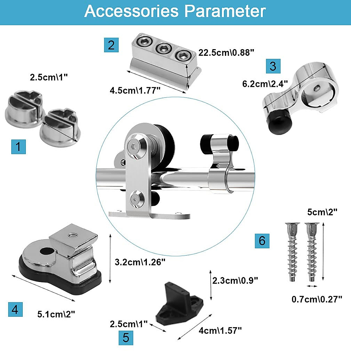 BONIKLUBA 6FT Stainless Steel Sliding Barn Door Hardware Track Kit Top Mount T Hanger Set for Single Door use, Easy to Install