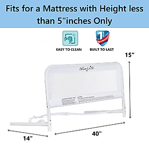 Dream On Me Adjustable Mesh Bed Rail, Two Height Levels, Ready to Use, Compatible with Twin Size Beds, All Steel Construction, Equipped with Guard Gap, Durable Nylon Fabric Mesh, White