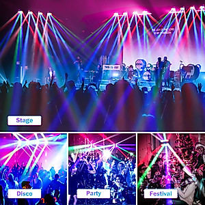 BETOPPER Moving Head DJ Lights,Stage Lights for Parties, RGBW 8x3W LED Spider Lights, Sound Activated & DMX-512 for Party, Pub, Wedding Event, Club, Carnival Festival, Disco Stage Lighting(2 Packs)
