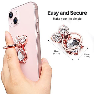 Cell Phone Ring Holder Finger Stand, Lucrave Phone Kickstand, 360 Degree Rotation Phone Ring Grip with Crystal, Compatible with iPhone Samsung Galaxy, LG Google Pixel, Smartphone Accessories