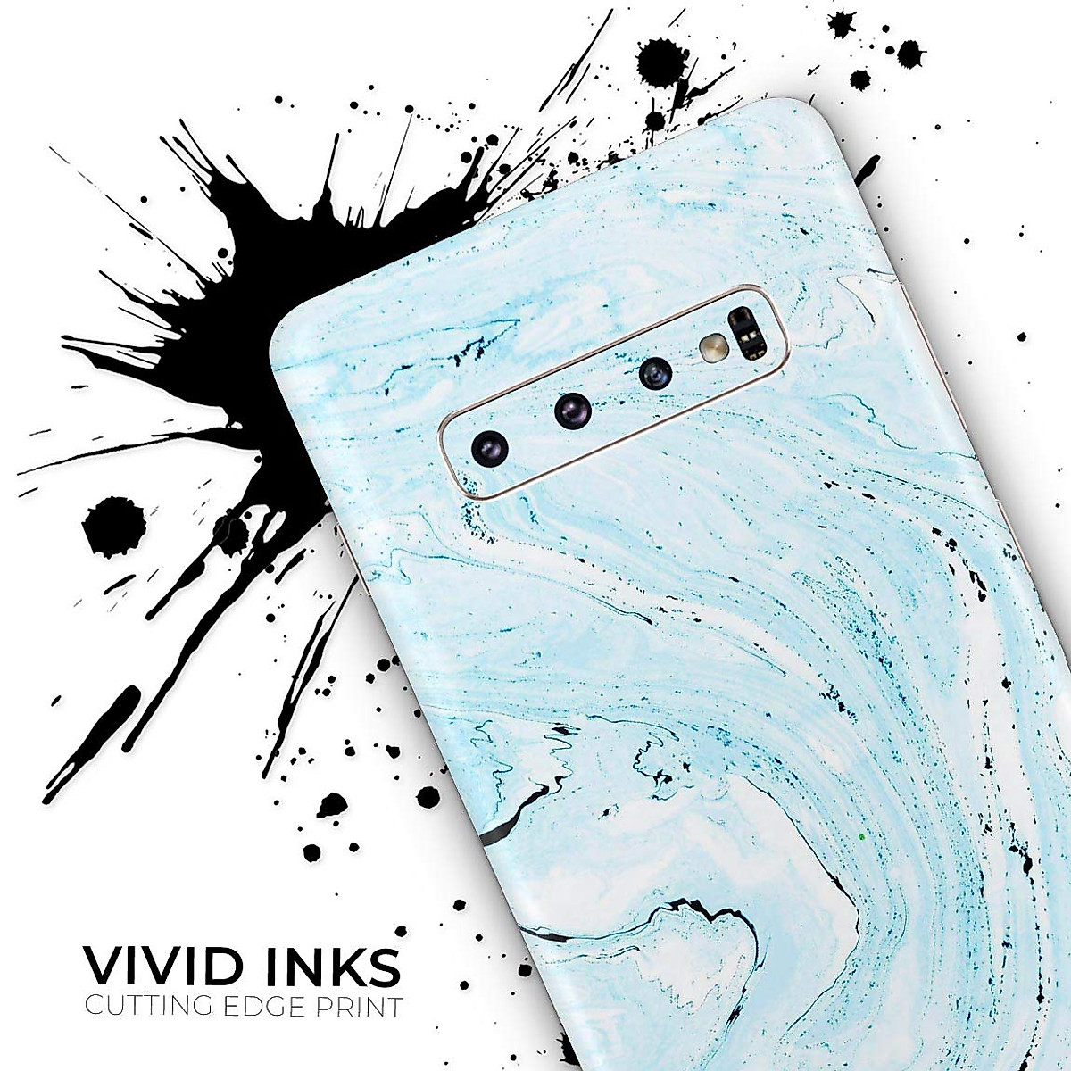 DesignSkinz Ocean Blue Textured Marble Protective Vinyl Decal Wrap Skin Cover Compatible with The Samsung Galaxy S20 (Screen Trim & Back Glass Skin)