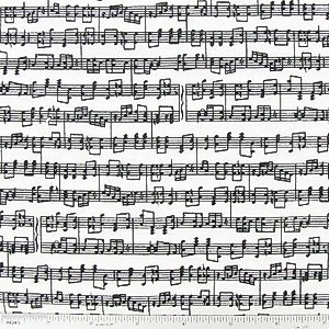 1/2 Yard -"Let There Be Music" Black Musical Staff Striped on White Cotton Fabric (Great for Quilting, Sewing, Craft Projects, Blankets & More) 1/2 Yard x 44"