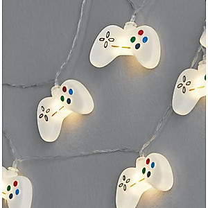 Heritage Kids Twin/Twin XL Glow in The Dark Gaming Comforter 5 Piece Set with String Light and Flashlight,Grey