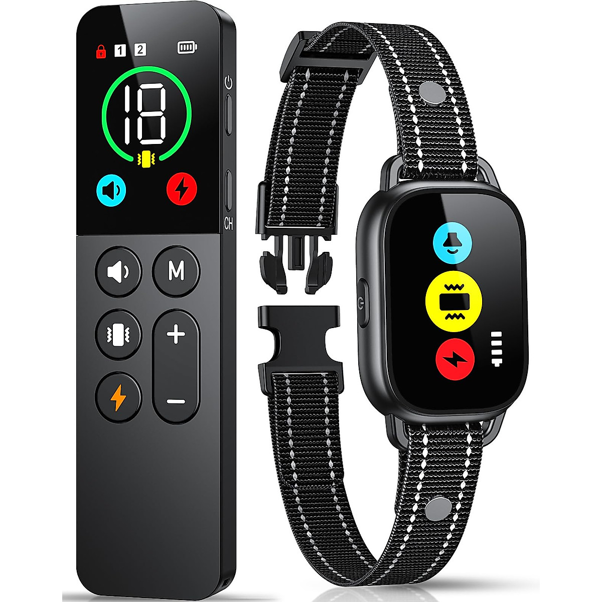 Dog Training Collar with Remote, Smart Dog Shock Collar with 3 Training Modes and Training Icons, Waterproof Electric Dog Shockers for Large and Medium Dogs (8-120 LBS)