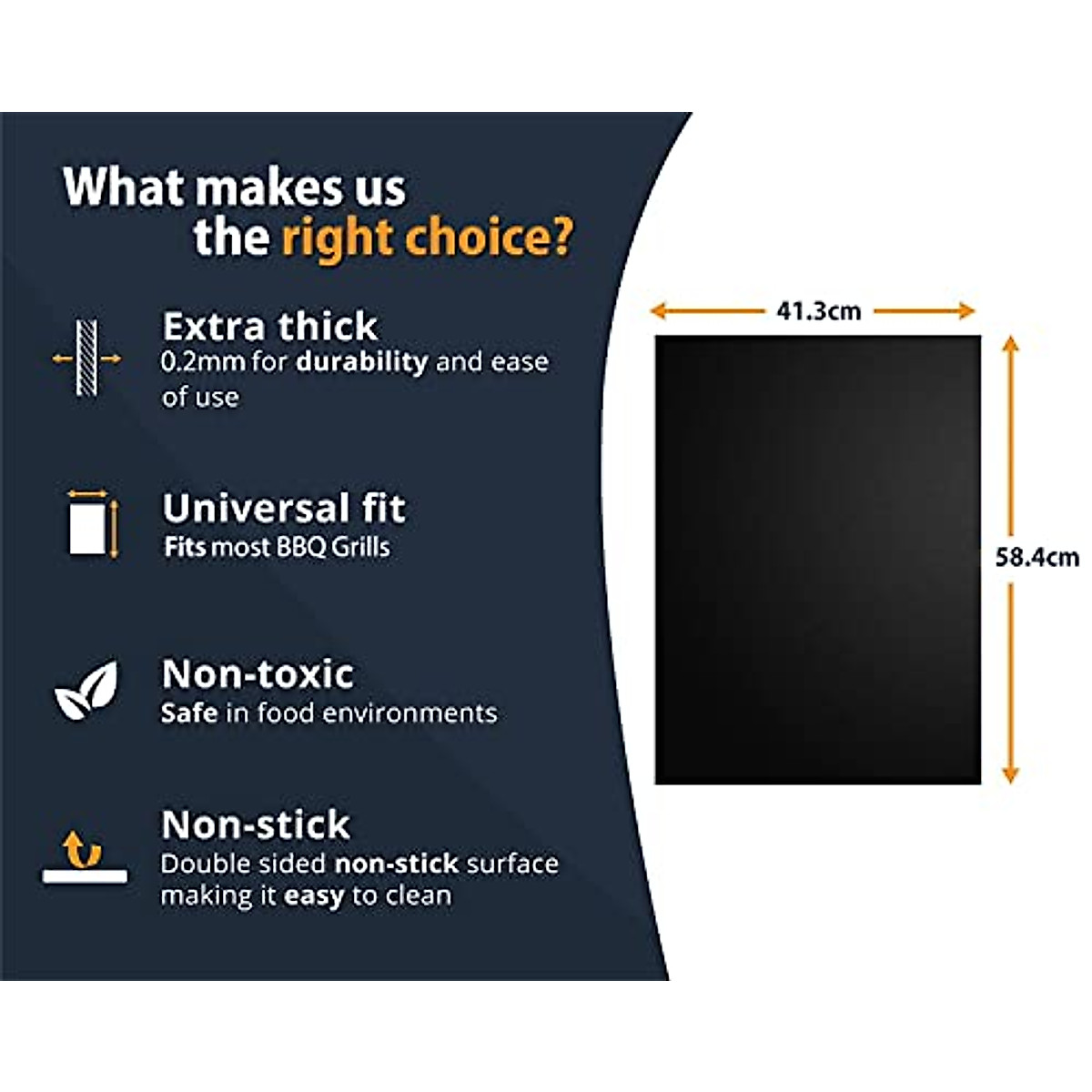 Large Non-Stick BBQ Grill Mat by Linda's Essentials (3 Pack) - Reusable Heat Resistant BBQ Mats for Grilling - Must Have BBQ Accessories Grill Mats for a Easy Clean