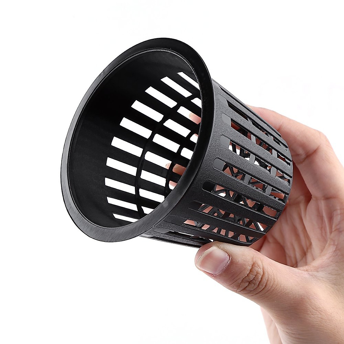 10Pack Net Pots 2.5 Inch Garden Plastic Slotted Mesh Net Cups Orchids Pots Mesh Baskets Hydroponics Supplies Cups Heavy Duty Plant Nursery Basket Planting Basket Cup with Wide Lip Design(Black)