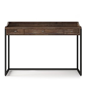 SIMPLIHOME Ralston SOLID ACACIA WOOD Modern Industrial 48 Inch Wide Small Desk in Rustic Natural Aged Brown, For the Office Desk, Writing Table, Workstation and Study Table