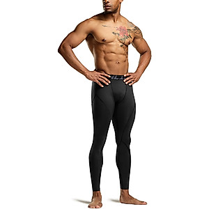 ATHLIO Men's Thermal Compression Pants, Athletic Running Tights & Sports Leggings, Wintergear Base Layer Bottoms, 3pack Thermal Pants Black/Black/Black, Large