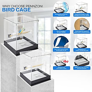 PENNZONI Small Bird Cage, Acrylic Birdcage, Crystal Clear Acrylic Cage for Birds, Bird House for Parrots, Bird Cages for Parakeets