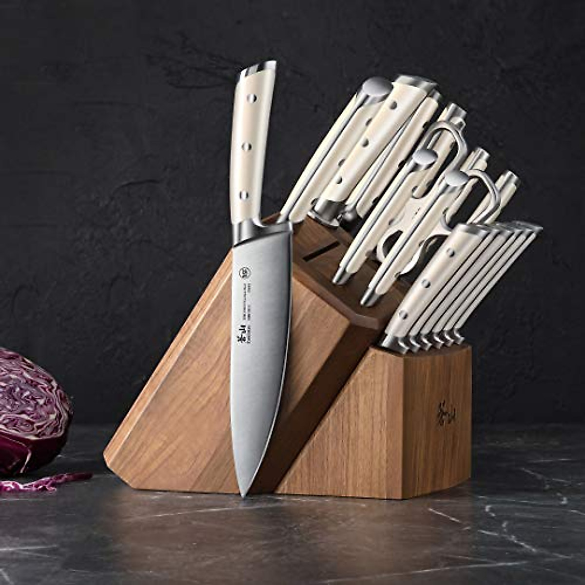 Cangshan S1 Series 1022599 German Steel Forged 17-Piece Knife Block Set, Walnut