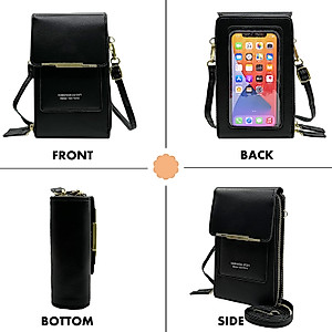 HOPSOOKEN Womens RIFD Small Crossbody Cell phone Purse Wallet Roomy Shoulder Bags (sblack)