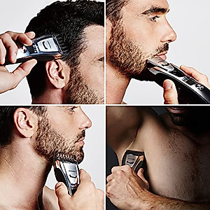 Panasonic Multi-Groomer Men’s Trimmer for Beard, Hair and Body, 39 Trim Length Settings with 3 Attachments, Corded/Cordless Operation – ER-GB80-S (Silver)