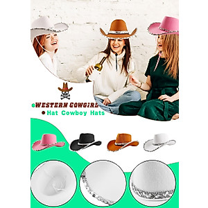 SGBETTER 4 Pack Adult Texan Cowboy Hat Country Western Cowgirl Hat Cowboy Hat for Women Cowboy Themd Party Dress up