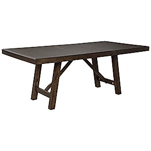 Signature Design by Ashley Rokane Rustic Farmhouse Dining Room Extension Table, Seats up to 8, Brown