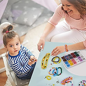 PAVA 550pcs Crystal Beads Kit for Bracelet Jewelry Making, 8mm Loose Gemstone Crystal 7 Chakras Healing Natural Stone Beads with Accessories, DIY Beading Necklace Suitable for Beginners