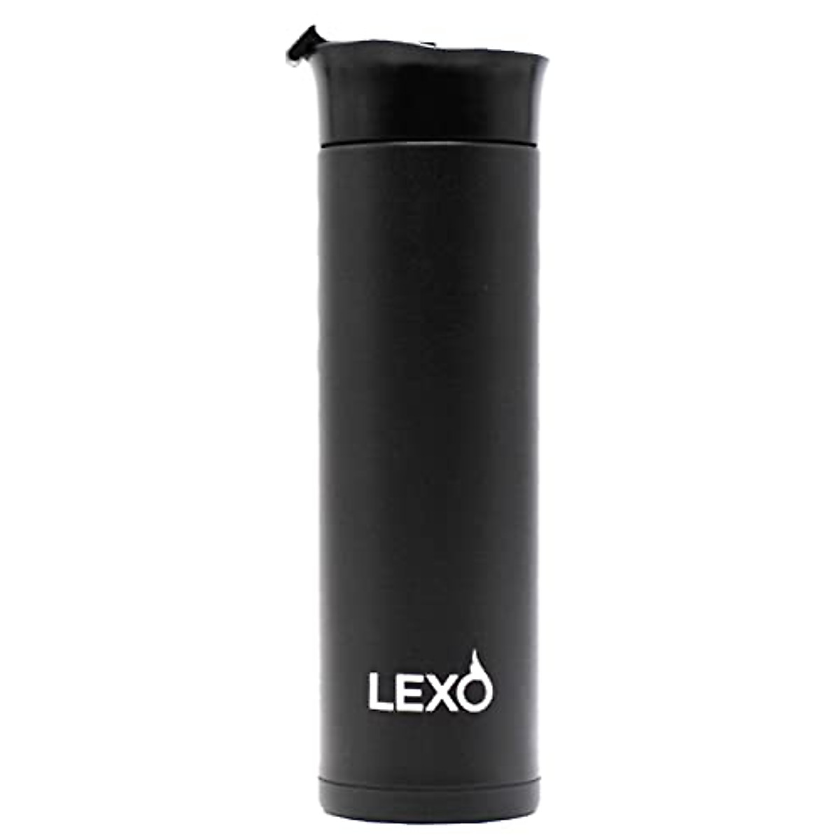 LEXO Temperature Regulating Smart Travel Mug - Flip Top Lid (Black, 16. oz.)