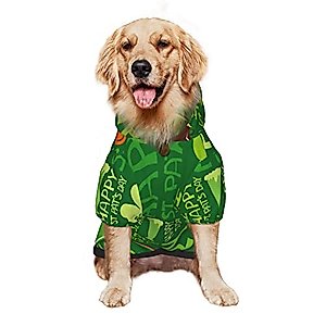 Large Dog Hoodie St.Patrick's-Day-Green Pet Clothes Sweater with Hat Soft Cat Outfit Coat Small