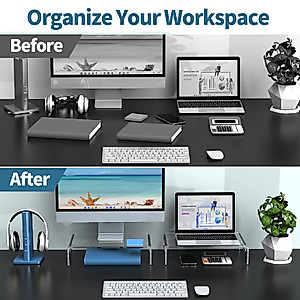 Zimilar 2 Pack Monitor Stand Riser, Acrylic Monitor Stand for Computer, Laptop, Printer, Notebook, Premium Clear Laptop Stand Acrylic Monitor Riser for Home Office, Monitor Stands for 2 Monitors