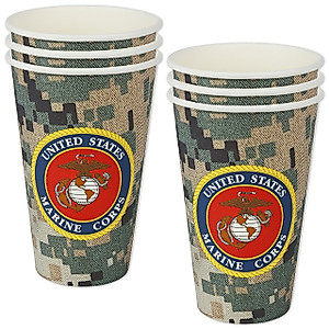 Havercamp U.S. Marines Party Cups (16 cups)! 16oz. Heavyweight Paper Cups! Authentic, Licensed Marine Corps Design. For Graduation Party, Retirement, Welcome Home & Birthdays. Ooh-Rah