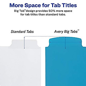 Avery Durable Plastic 5-Tab Write & Erase Big Tab Dividers for 3 Ring Binders, Pastel Brights (16270) & Big Tab Write & Erase Durable Plastic Dividers, 5-Tab Set, Multicolor Brights, 3 Sets (21212)