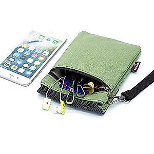 IRUGLE Canvas Cell Phone Purse Crossbody Bag for women, Small Handbag Wristlet Wallet Passport Pouch Phone Holder with Shoulder Strap Wrist Strap (Blue)