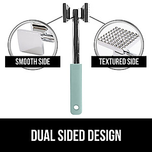 Gorilla Grip Silicone Oven Mitts Set and Meat Tenderizer, Both in Mint Color, Oven Mitts are Heat Resistant, Meat Tenderizer has Smooth and Textured Side, 2 Item Bundle