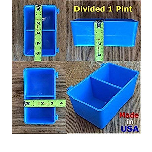 Cage Cups Divided 1 Pint (16 oz) Hanging Feed & Water Cage Cups for Poultry Chicken Parrot Hamster (24)