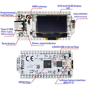 HiLetgo ESP32 LoRa V3 SX1262 0.96 inch OLED Display Development Board WiFi Bluetooth Dual Core 240MHz CP2102 and 433-510MHz Antenna for Arduino Smart WiFi LoRa 32(Unsoldered)