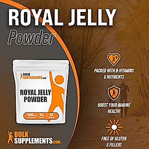 BulkSupplements.com Royal Jelly Powder - Royal Jelly Supplement, Royal Jelly 1000mg - for Immune Support, Gluten Free, 1000mg per Serving, 50g (1.8 oz) (Pack of 1)