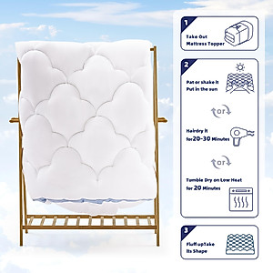 BDEUS Twin Mattress Topper, 1450 GSM Extra Thick Mattress Pad Cover Cloud for Body Pain Relief, 3D+7D Snow Down Alternative Bed Topper, Plush Pillow Top with 8-21 Inch Deep Pocket-39 x75 White