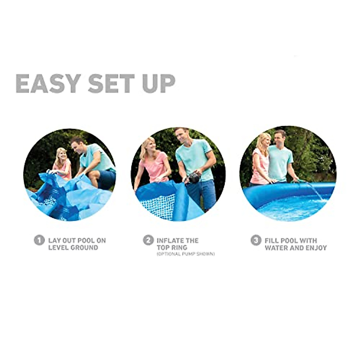 INTEX 28131EH Easy Set 12 Feet x 30 Inch Inflatable Puncture Resistant Above Ground Swimming Pool|Cartridge Filter Pump Included