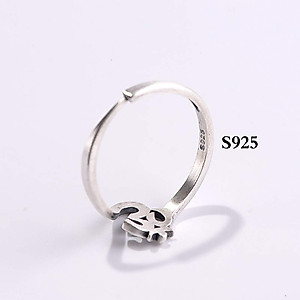 LOVECOM Real 925 Sterling Silver Buddhism Scripture Open Stacking Rings for Women Vintage Statement Fashion Creative Design Jewelry Gifts